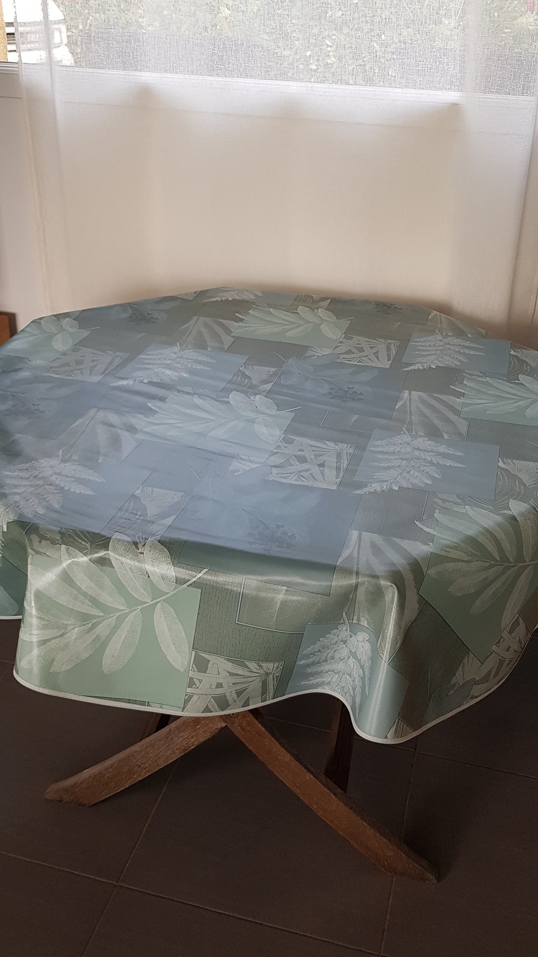 Round Oilcloth 155 Cm Wide Blue/green. - Etsy