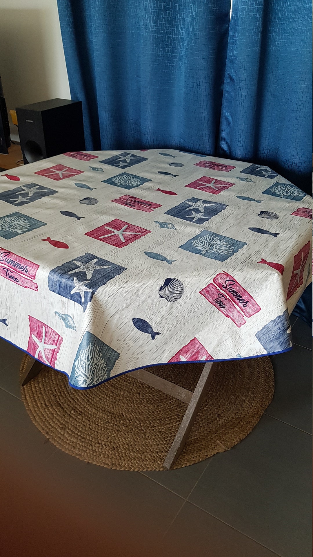 Round Oilcloth 150cm Wide "the Sea". - Etsy