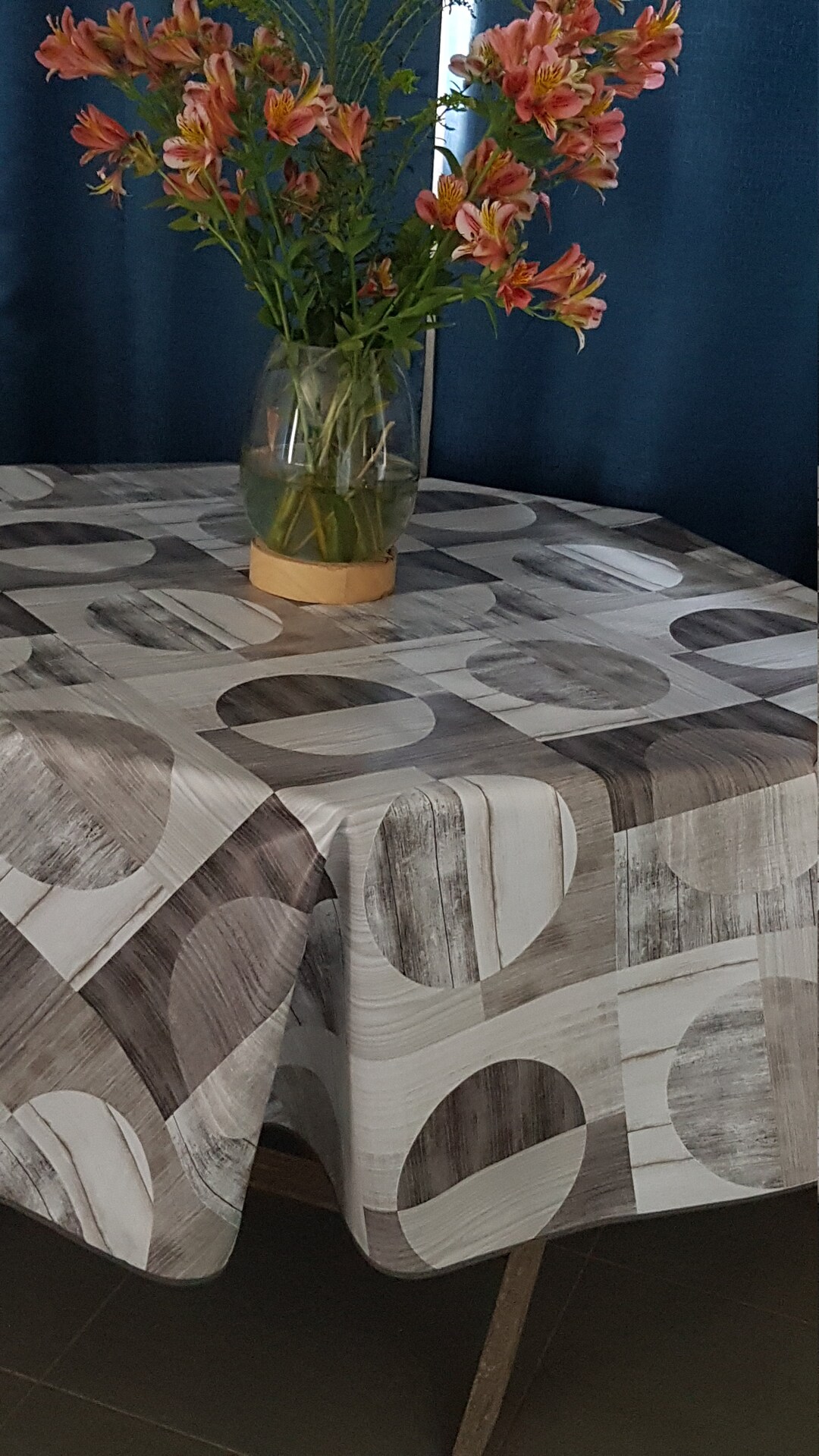 Round Oilcloth 175cm Wide Gray and Modern. - Etsy