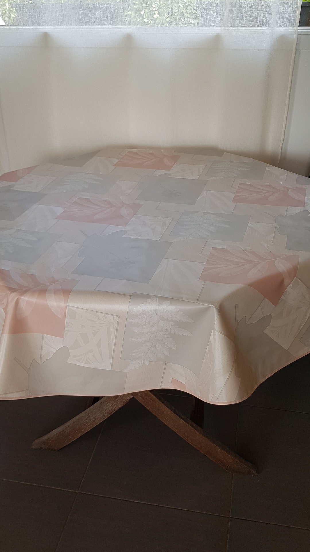 Toile cirée ronde 155 cm de large rose et beige. - Etsy France
