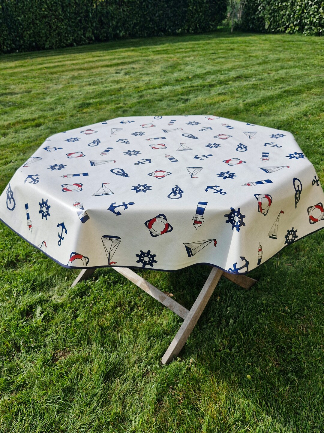 Round Oilcloth 155cm Wide "marin". - Etsy