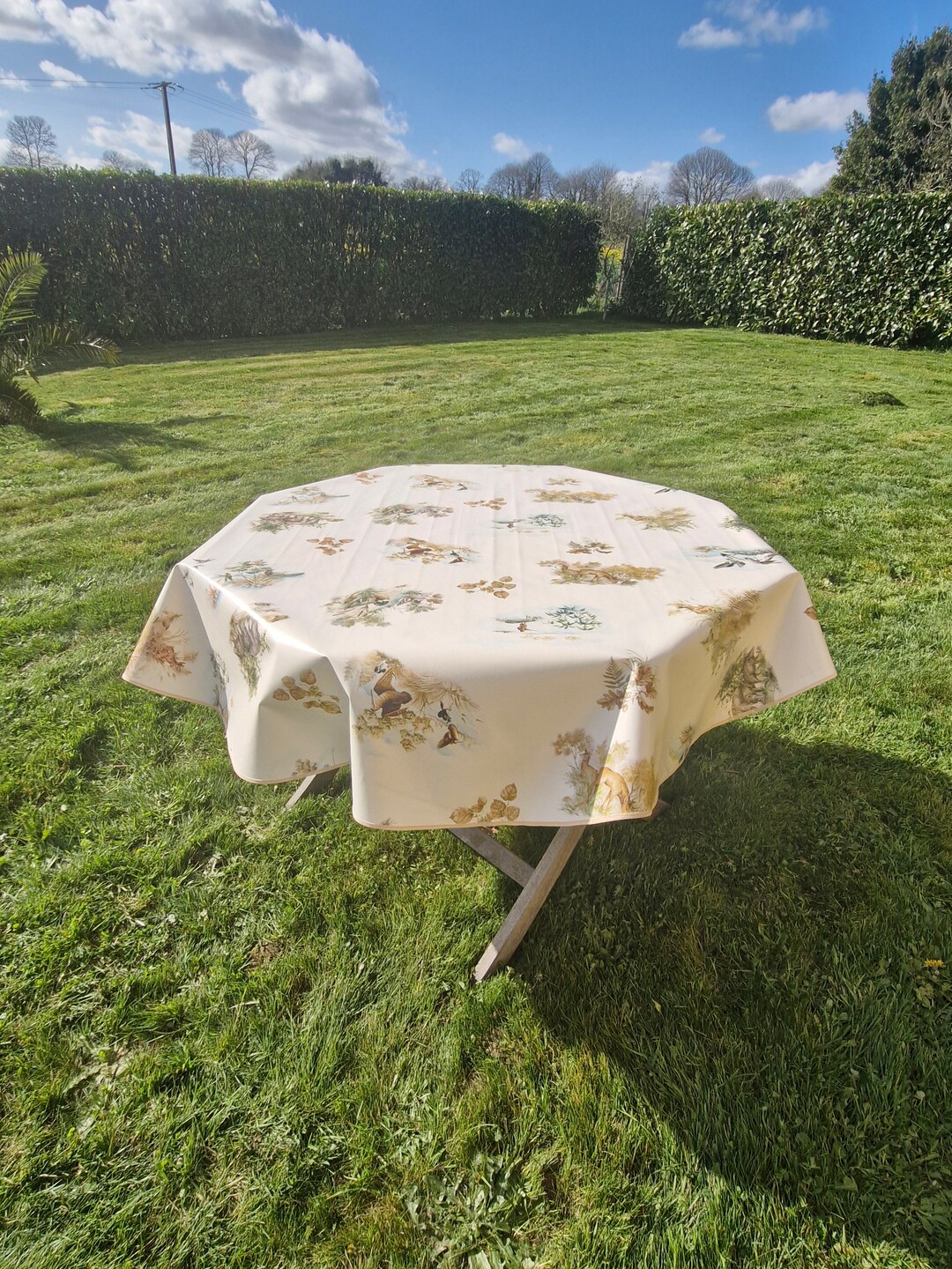 Round Oilcloth 155cm Wide animals. - Etsy
