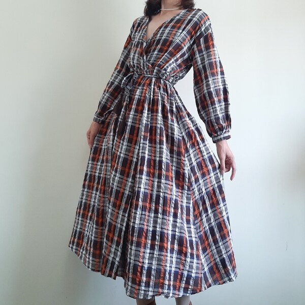 Brown Plaid Dress - Etsy