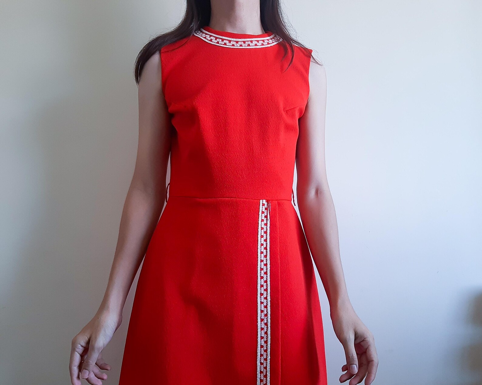 Vintage 60s 70s Red Mod Dress Shift Dress Size M Medium Go Go Dress ...