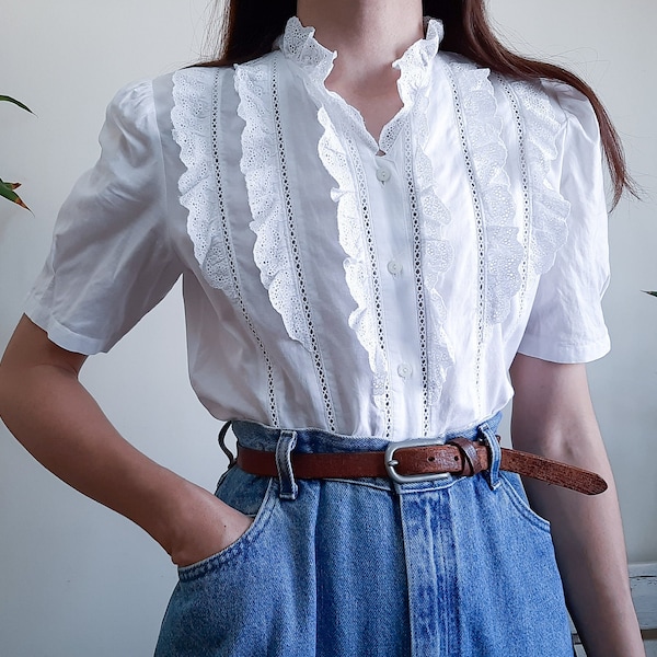 Romantic Short Sleeve Blouse - Etsy