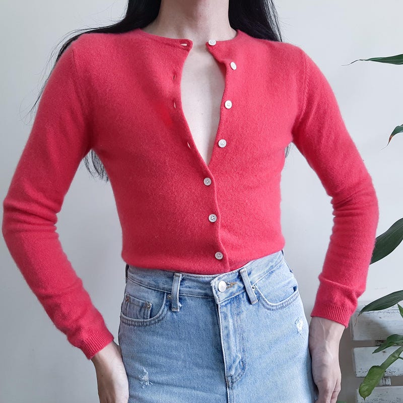 Vintage Pale Pink Cardigan - Etsy UK