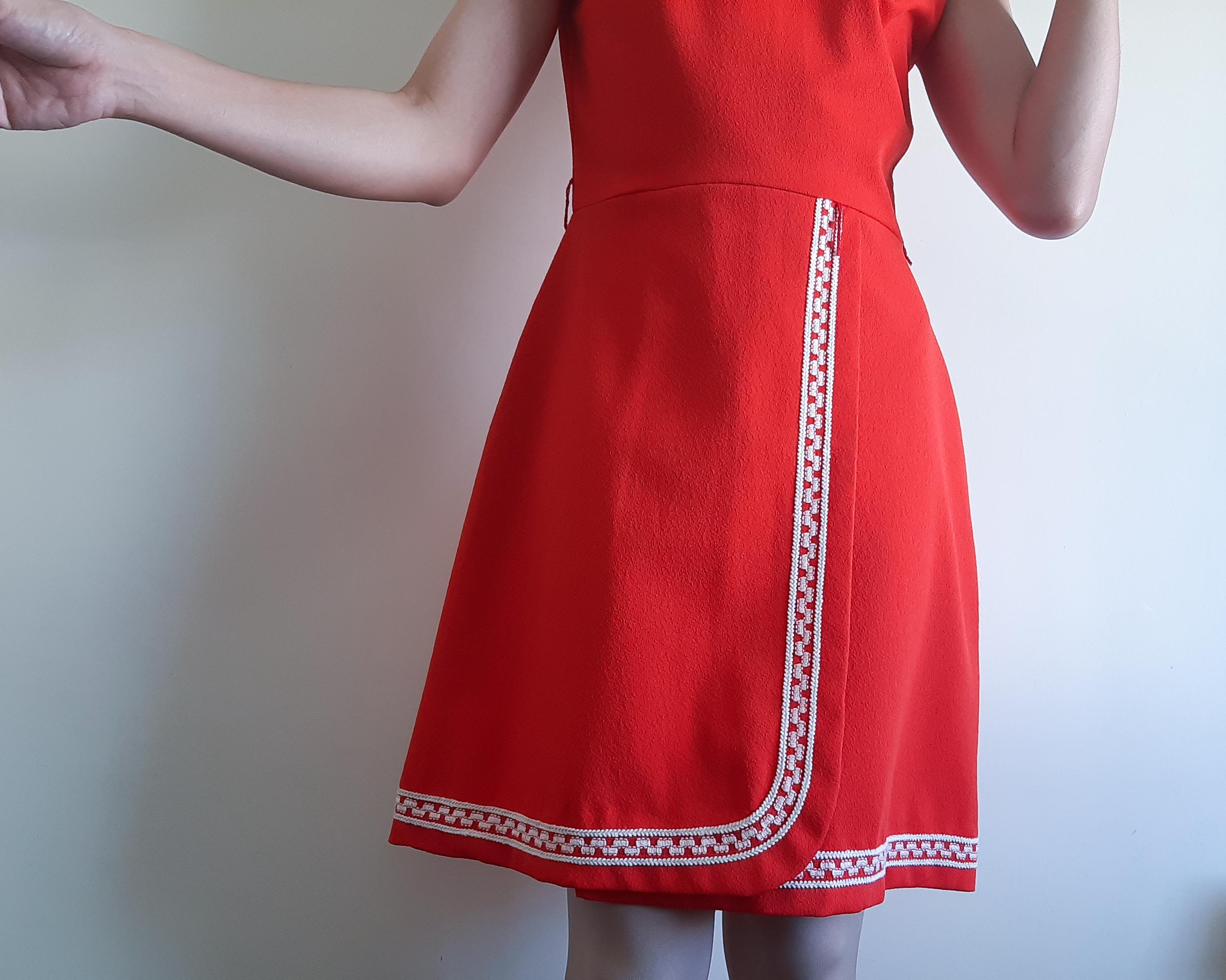 Vintage 60s 70s Red Mod Dress Shift Dress Size M Medium Go Go Dress ...