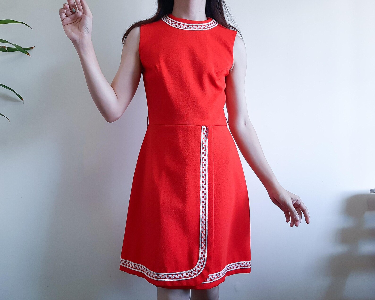 Vintage 60s 70s Red Mod Dress Shift Dress Size M Medium Go Go Dress ...