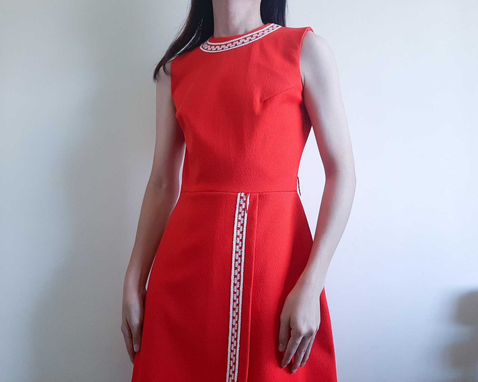 Vintage 60s 70s Red Mod Dress Shift Dress Size M Medium Go Go Dress ...