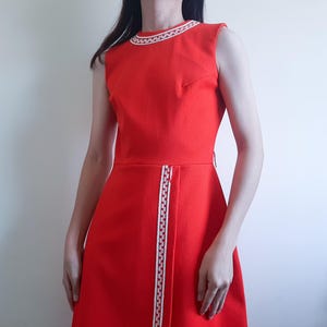Vintage 60s 70s Red Mod Dress Shift Dress Size M Medium Go Go Dress ...