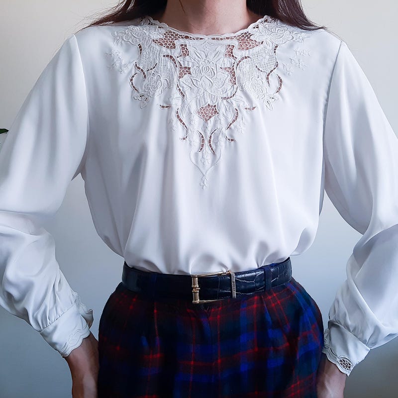 Cutwork Silk Blouse - Etsy