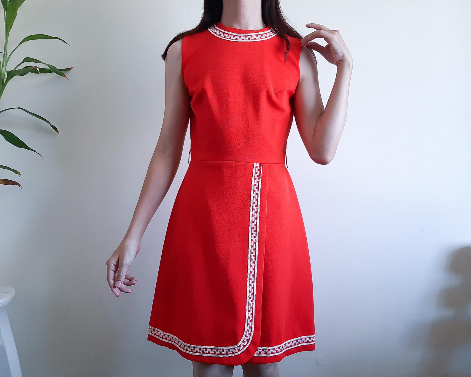Vintage 60s 70s Red Mod Dress Shift Dress Size M Medium Go Go Dress ...