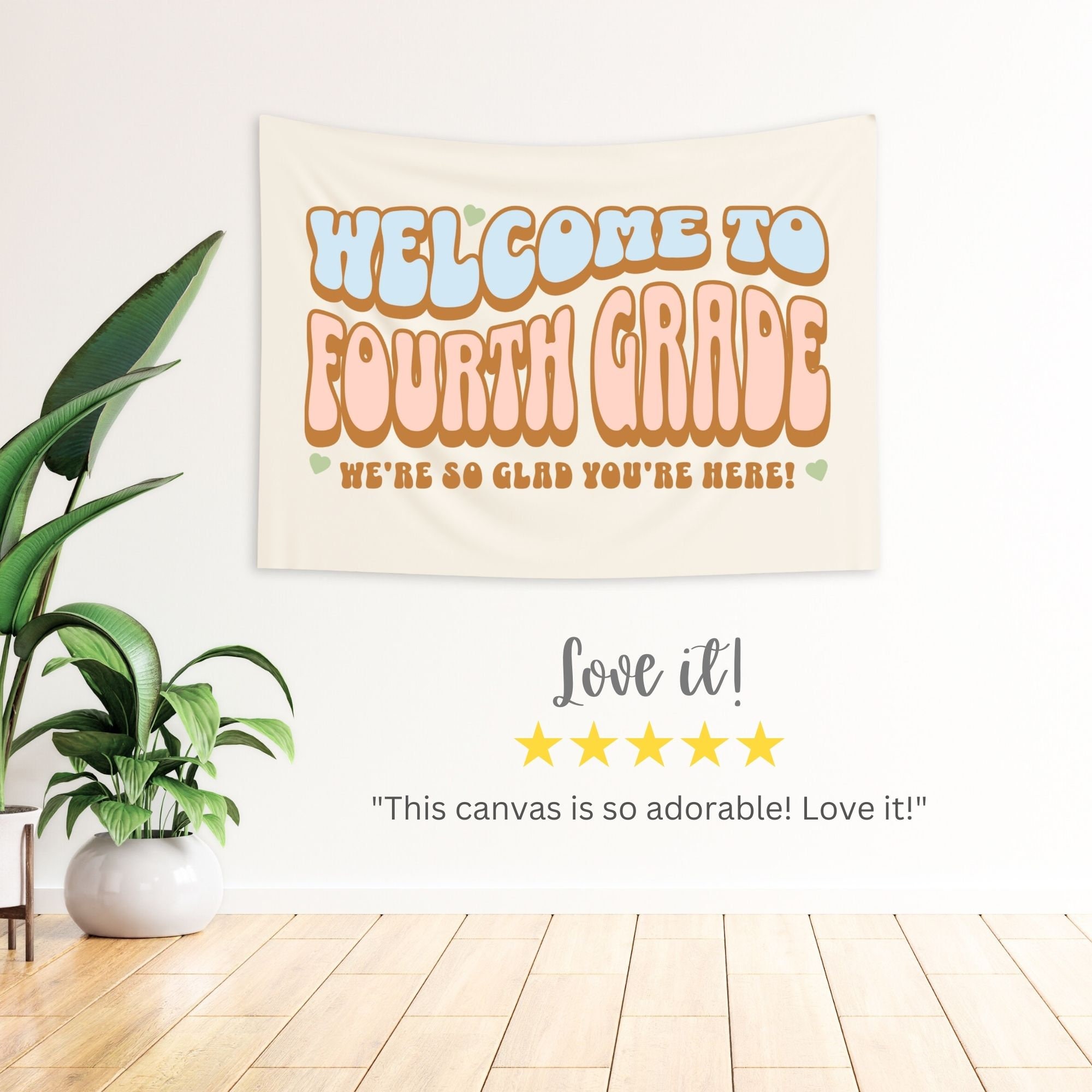 Retro Welcome to Fourth Grade Wall Tapestry Colorful Classroom Decor ...