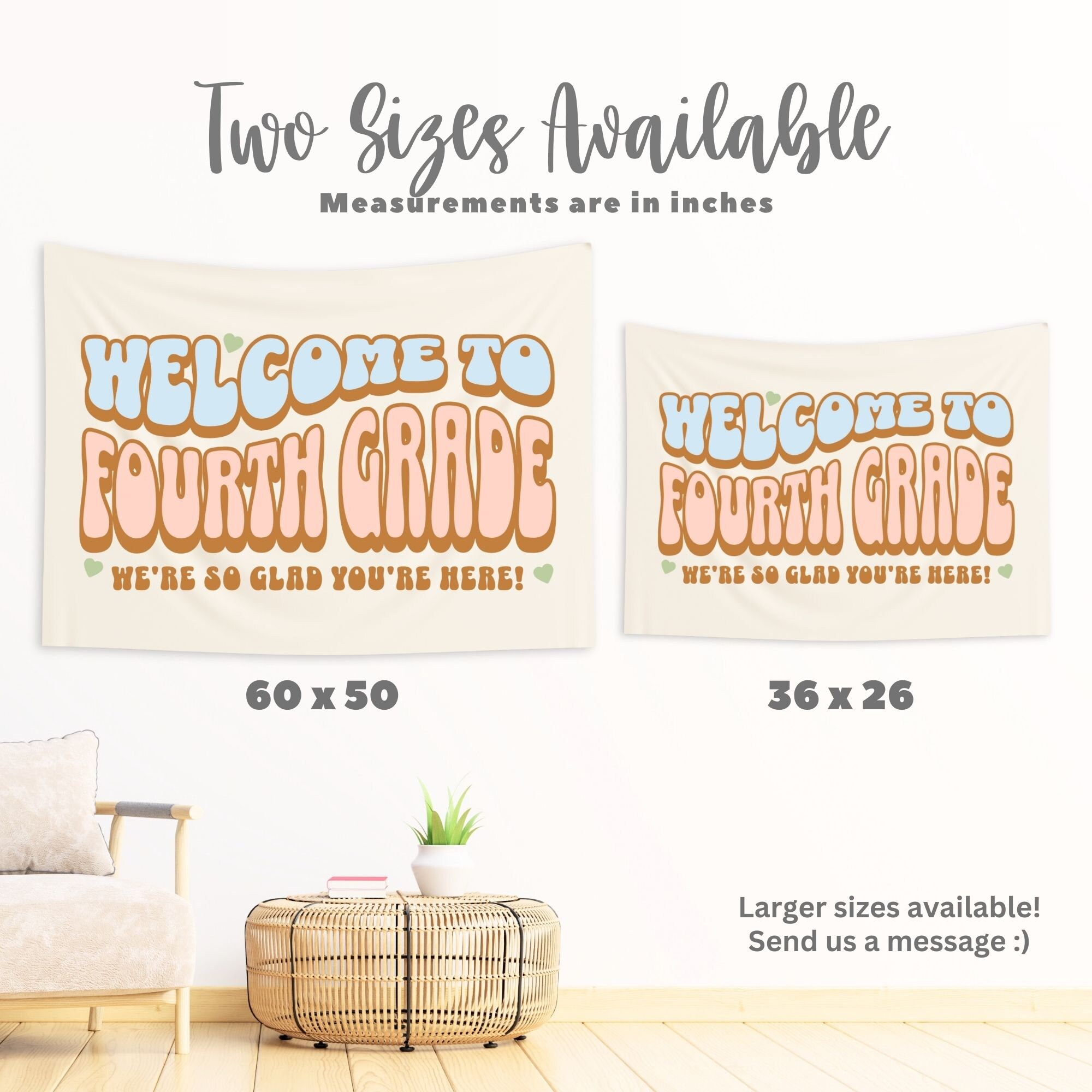 Retro Welcome to Fourth Grade Wall Tapestry Colorful Classroom Decor ...