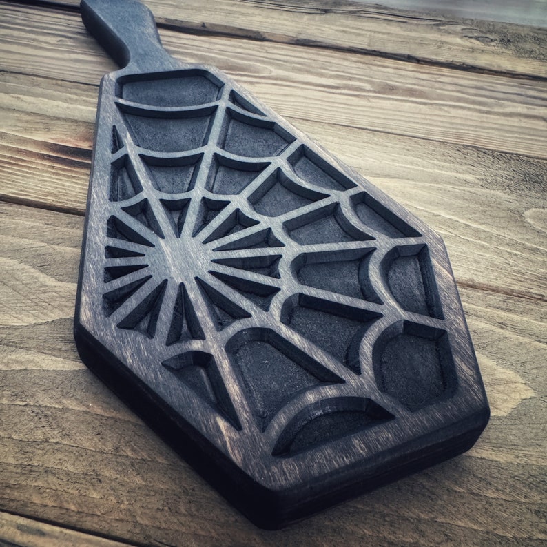 BDSM Spiders Web Imprint Spanking Paddle - Halloween Gothic Coffin ...