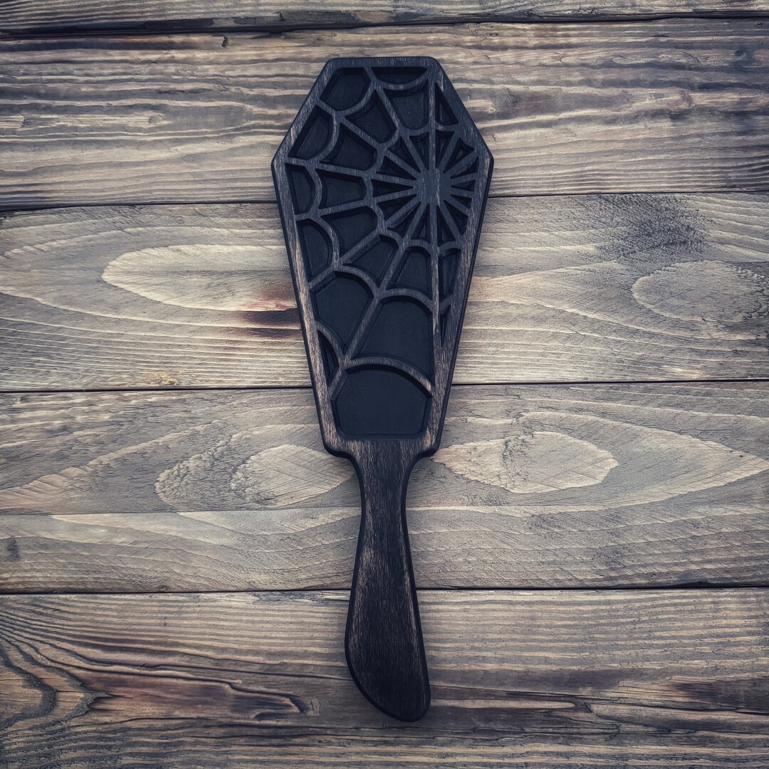 BDSM Spiders Web Imprint Spanking Paddle - Halloween Gothic Coffin ...