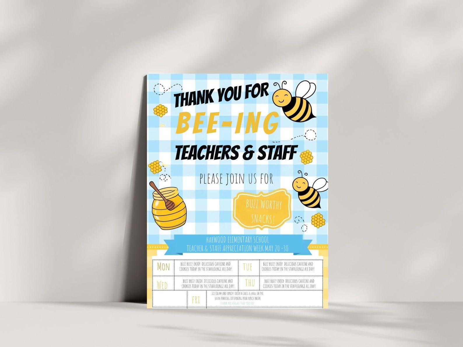 Bumble Bee Teacher Appreciation Itinerary Flyer (digital Download) - Etsy