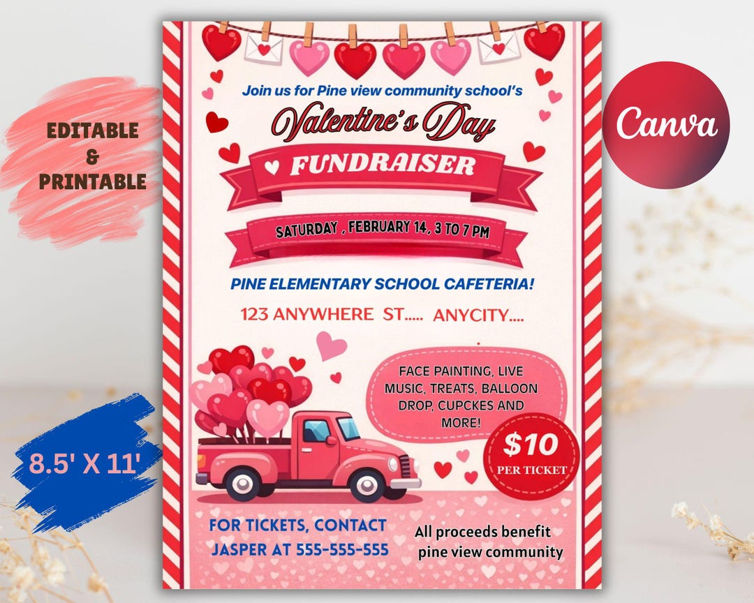 Valentine's Day School Fundraiser Flyer Template (digital Download) - Etsy