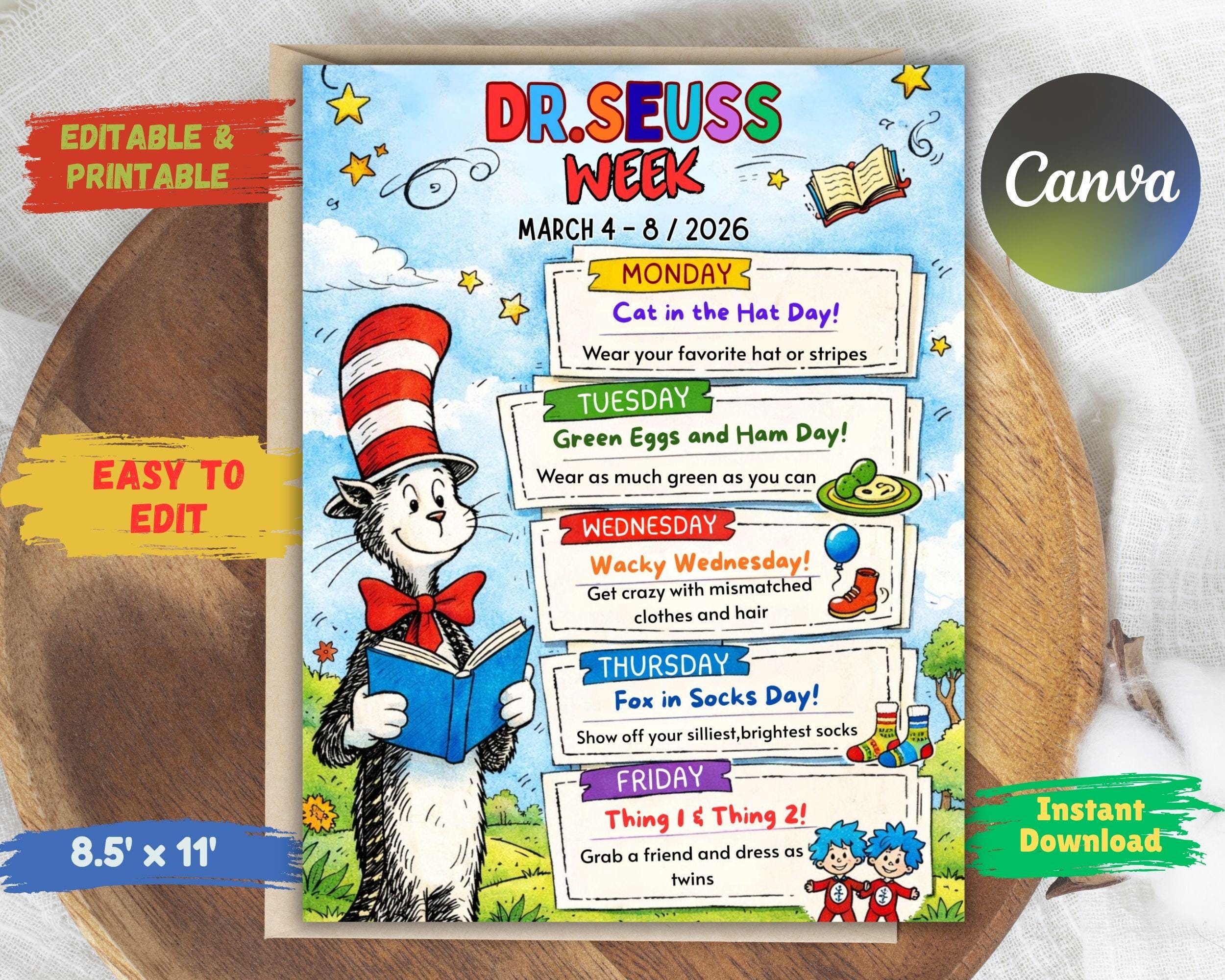 Editable Dr. Seuss Template | School Reading Flyer | Printable ...