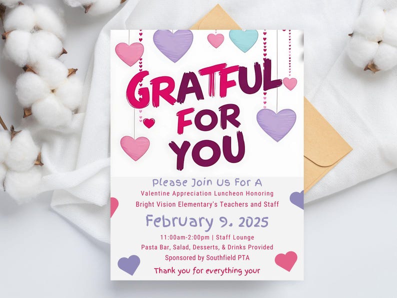 Editable Valentines Appreciation Flyer, Teacher Luncheon Invite, Canva ...