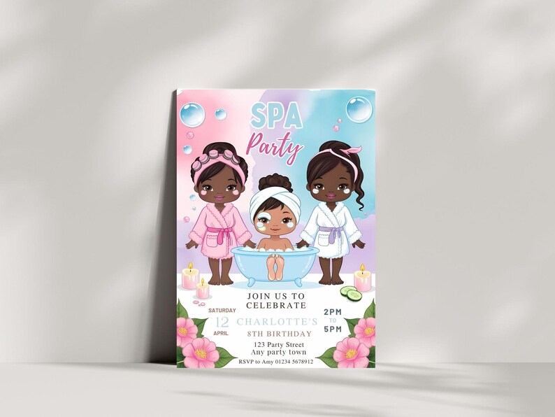 Editable Pamper Birthday Party Invitation, Join Us for A Spa Party ...