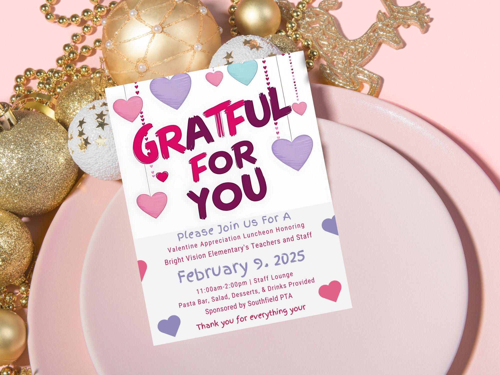 Editable Valentines Appreciation Flyer, Teacher Luncheon Invite, Canva ...