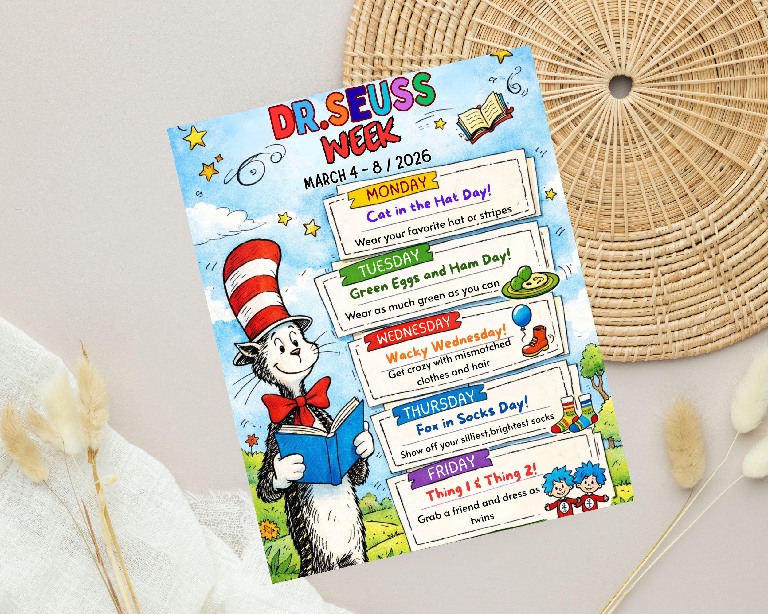 Editable Dr. Seuss Template | School Reading Flyer | Printable ...