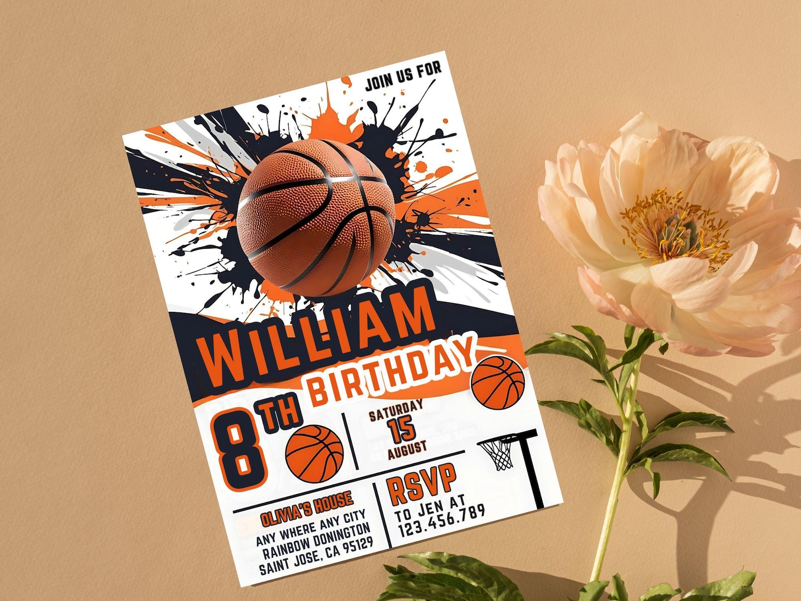 Editable Basketball Invitation Template, Basketball Birthday Invitation ...