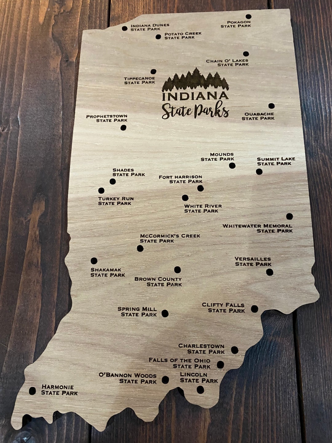 Indiana State Parks Sign I Indiana State Parks Map-choose Your Wood - Etsy