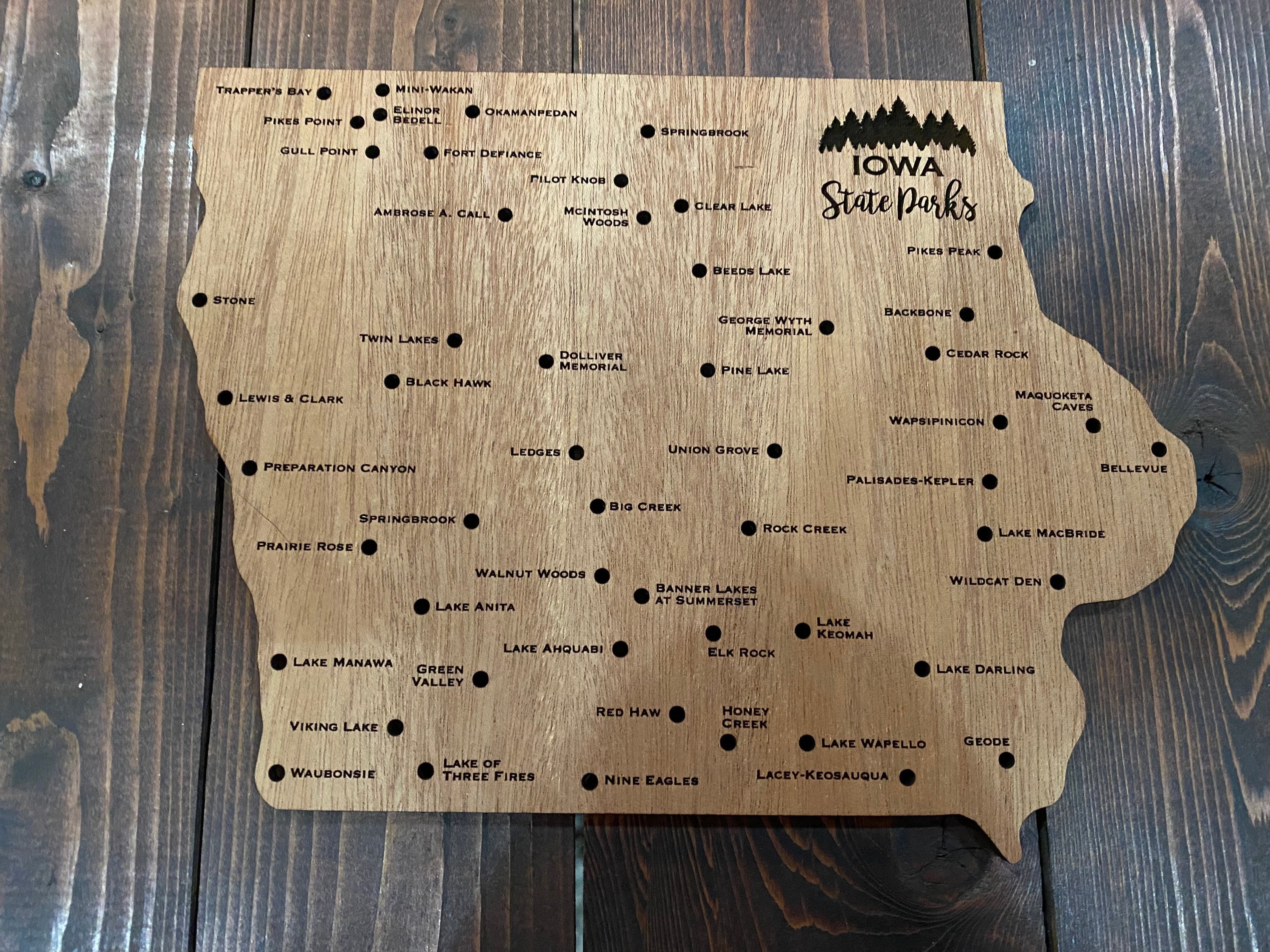 Iowa State Parks Sign I Iowa State Park Map-choose Your Wood - Etsy