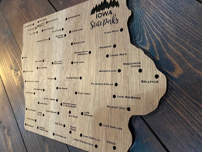 Iowa State Parks Sign I Iowa State Park Map-choose Your Wood - Etsy