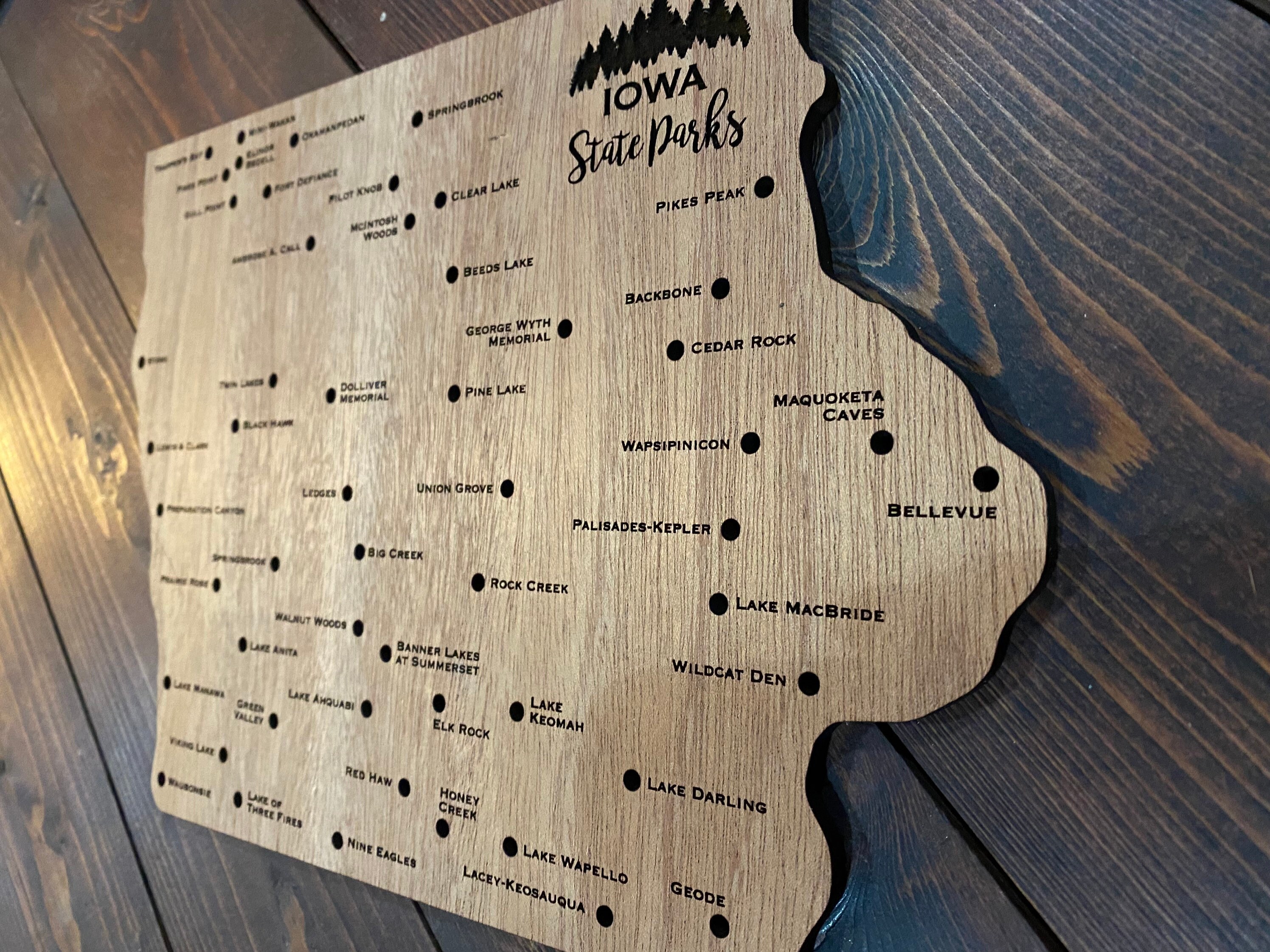 Iowa State Parks Sign I Iowa State Park Map-choose Your Wood - Etsy