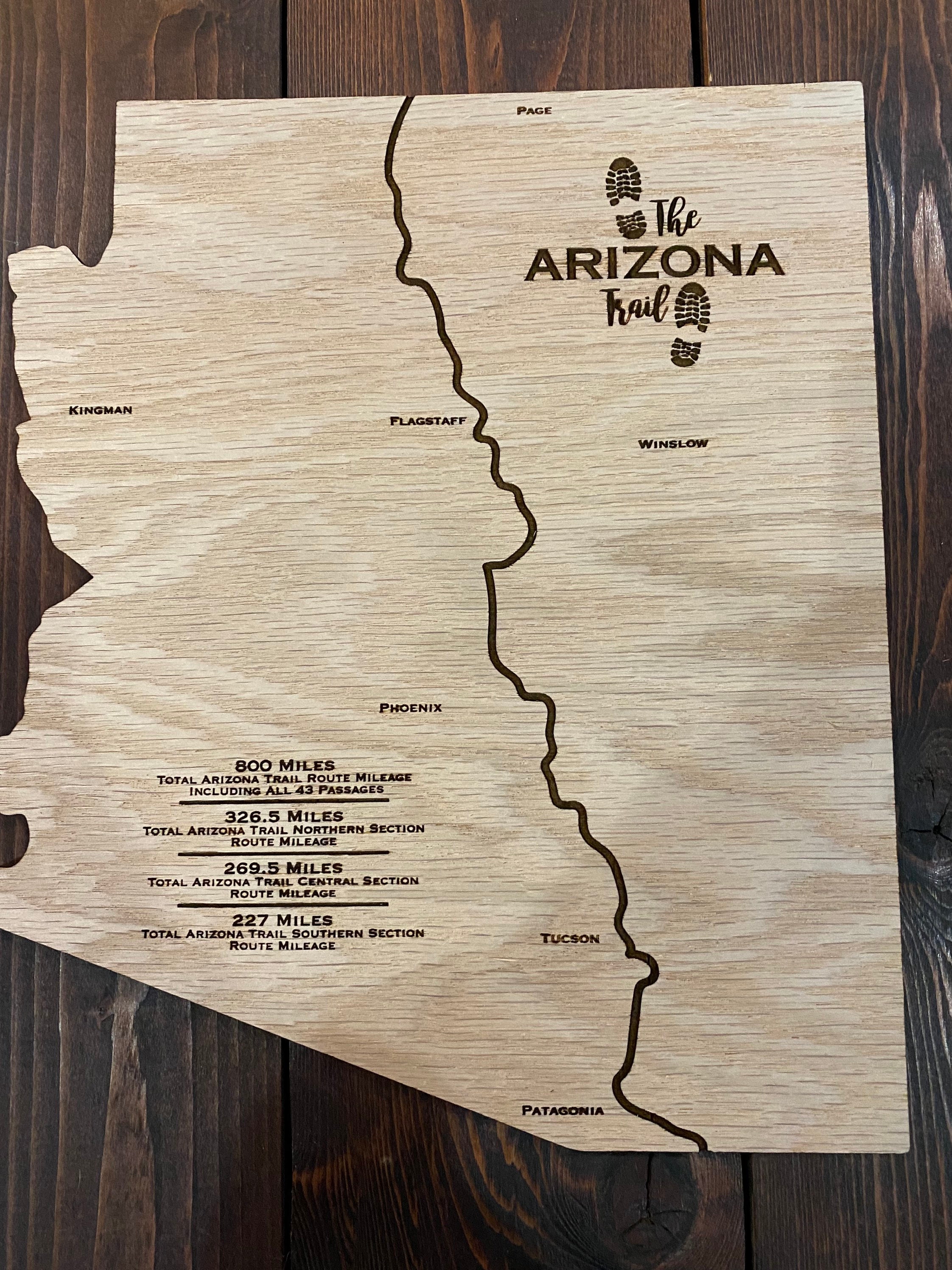 The Arizona Trail Sign I the Arizona Trail Map-choose Your Wood - Etsy