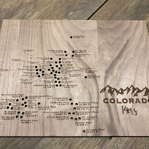 Colorado 14ers Sign I Colorado 14ers Map-choose Your Wood - Etsy
