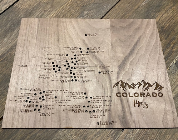 Colorado 14ers Sign I Colorado 14ers Map-choose Your Wood | Etsy