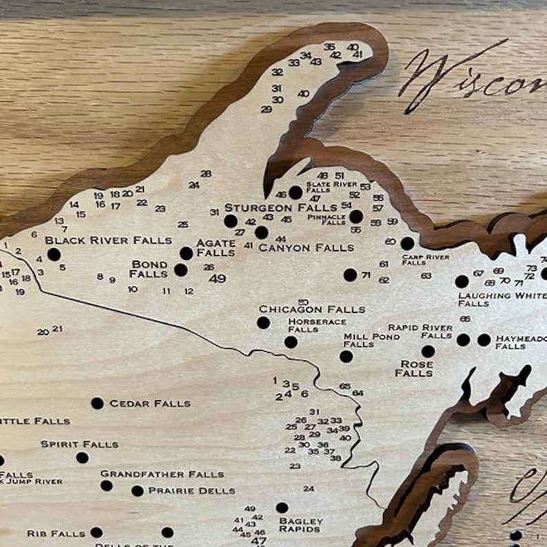 Wisconsin & Upper Peninsula Waterfall Map - Etsy