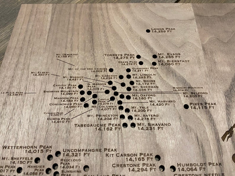 Colorado 14ers Sign I Colorado 14ers Map-choose Your Wood - Etsy