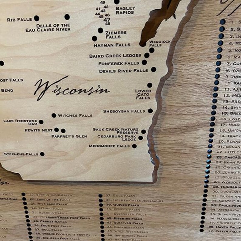 Wisconsin & Upper Peninsula Waterfall Map - Etsy