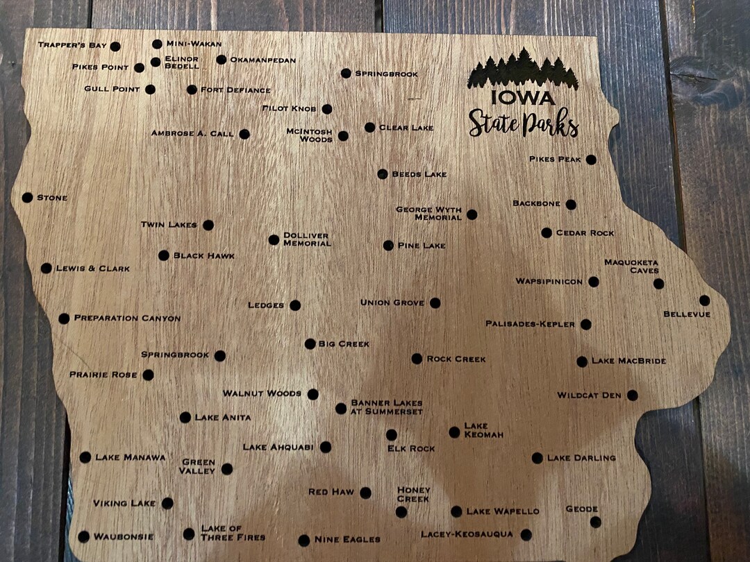 Iowa State Parks Sign I Iowa State Park Map-choose Your Wood - Etsy