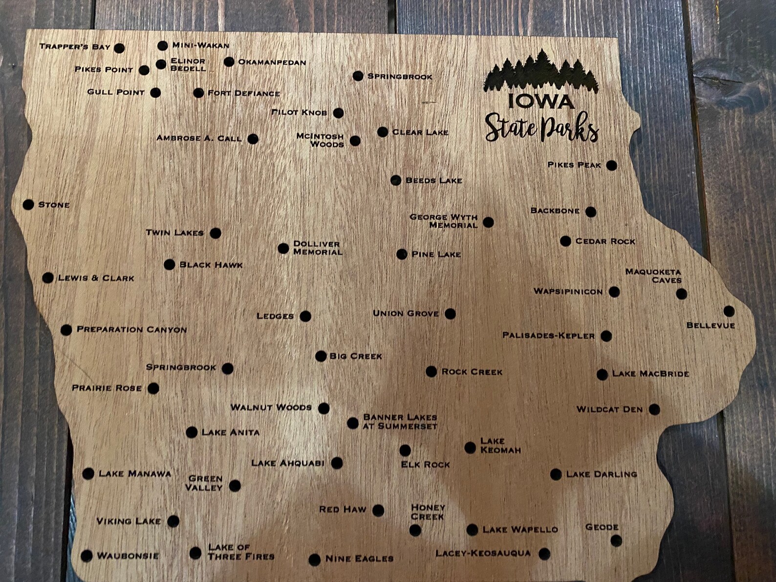 Iowa State Parks Sign I Iowa State Park Map-choose Your Wood - Etsy