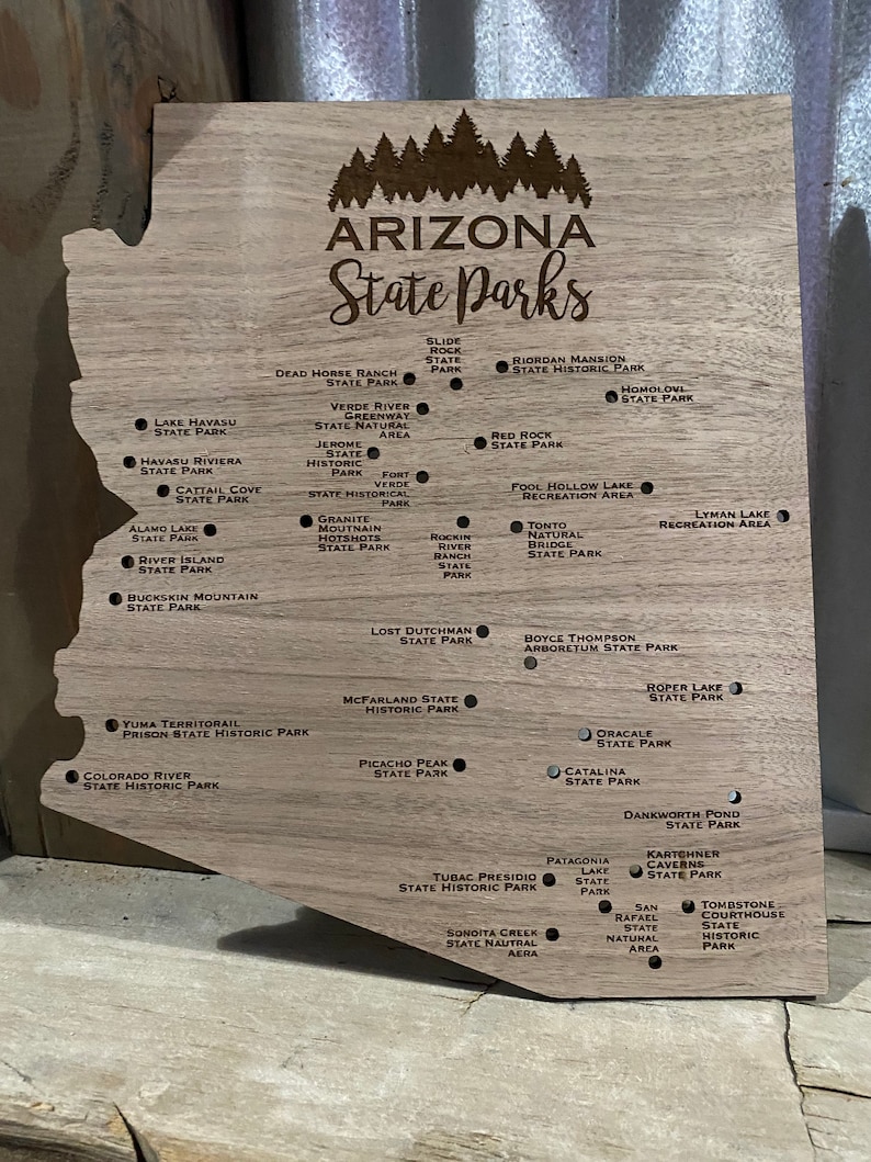 Arizona State Parks Sign I Arizona State Park Map-choose Your Wood - Etsy
