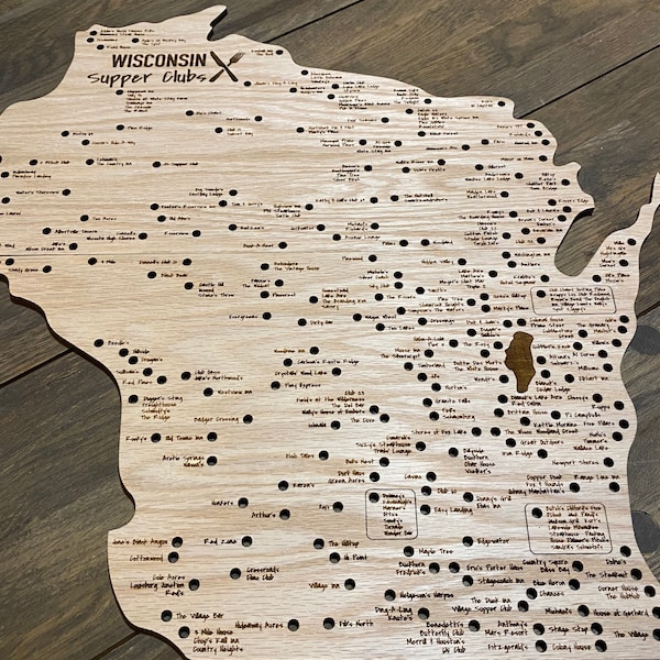 Map of Wisconsin Supper Clubs - Etsy