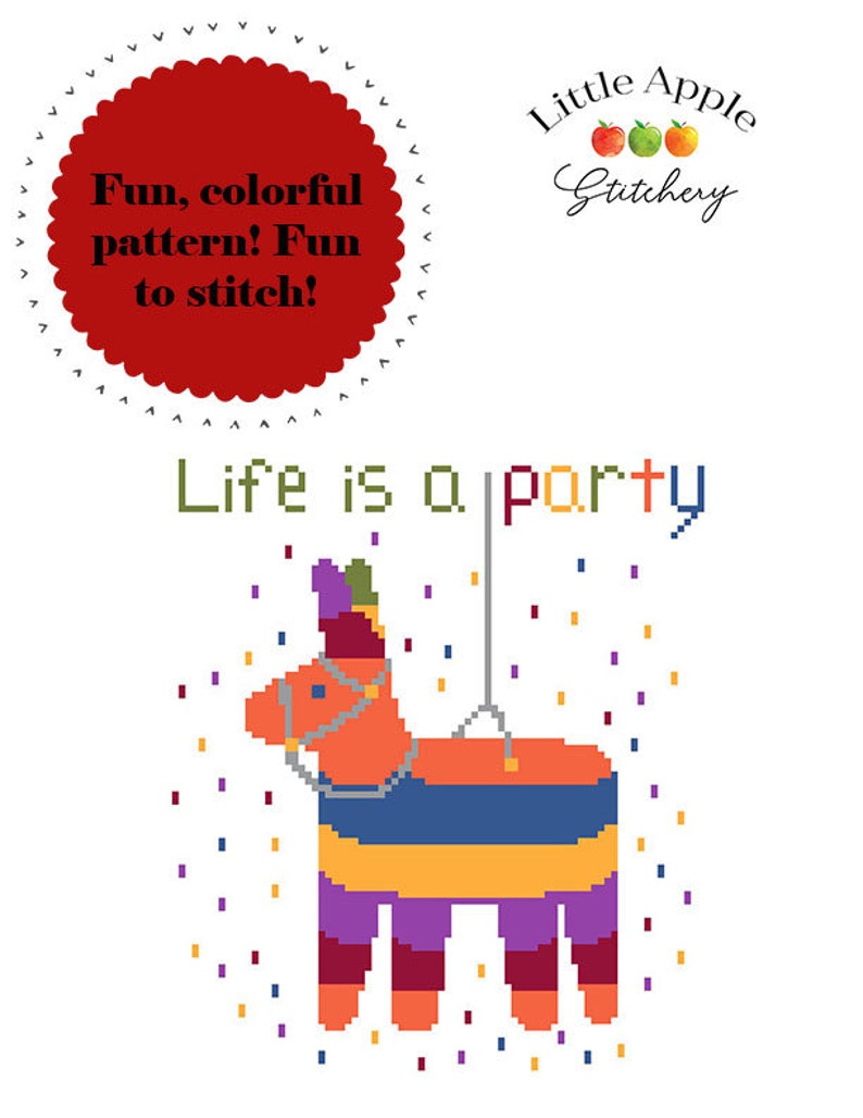 Pinata cross Stitch Pattern PDF fun sayings | Etsy