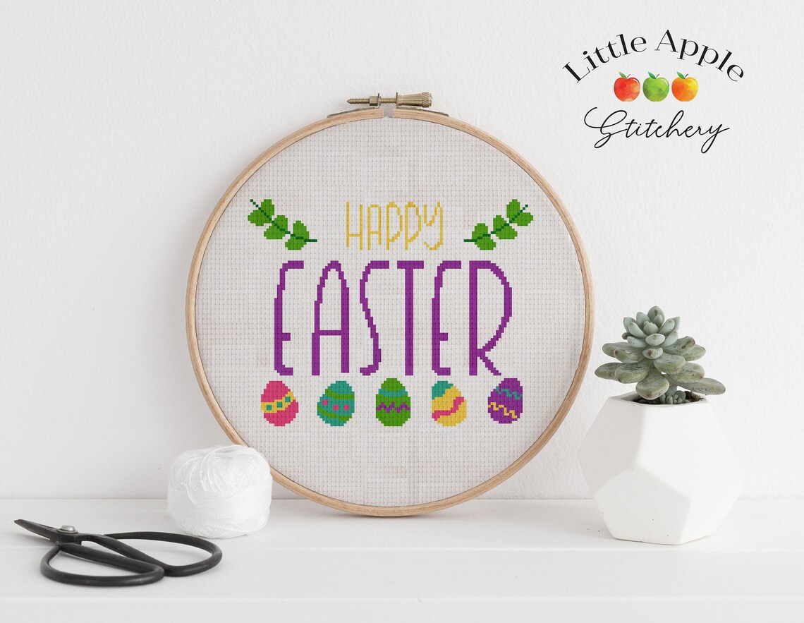 Happy Easter Cross Stitch Pattern PDF Cute Animals | Etsy