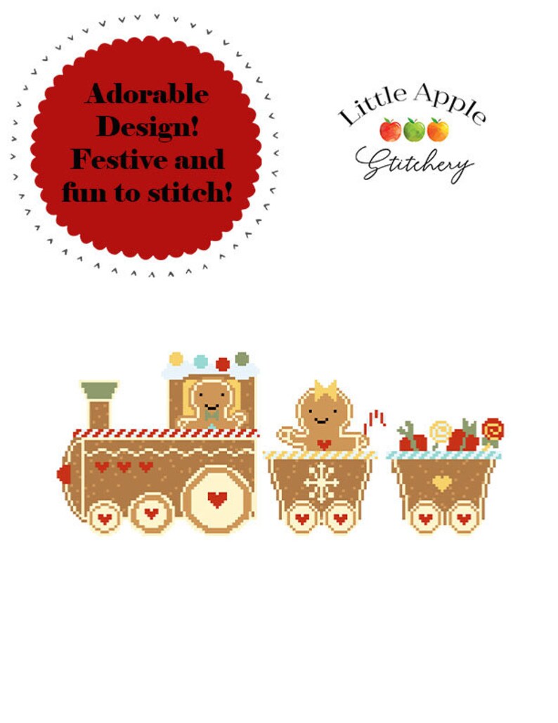 Gingerbread Cross Stitch Pattern PDF Christmas Train Quick - Etsy