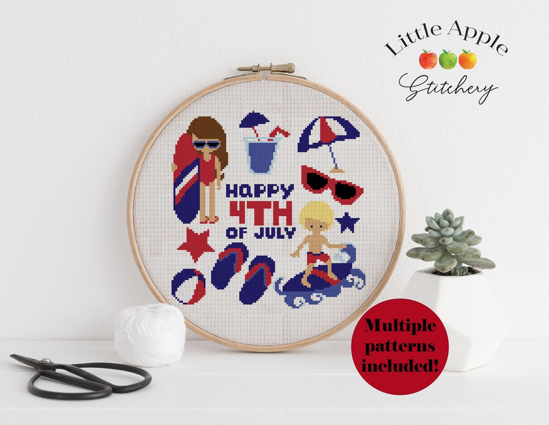 July 4th Cross Stitch Pattern PDF, US Patriotic Cross Stitch Pattern ...