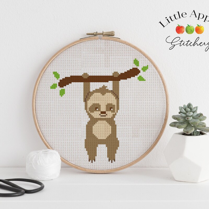 Sloth Cross Stitch - Etsy