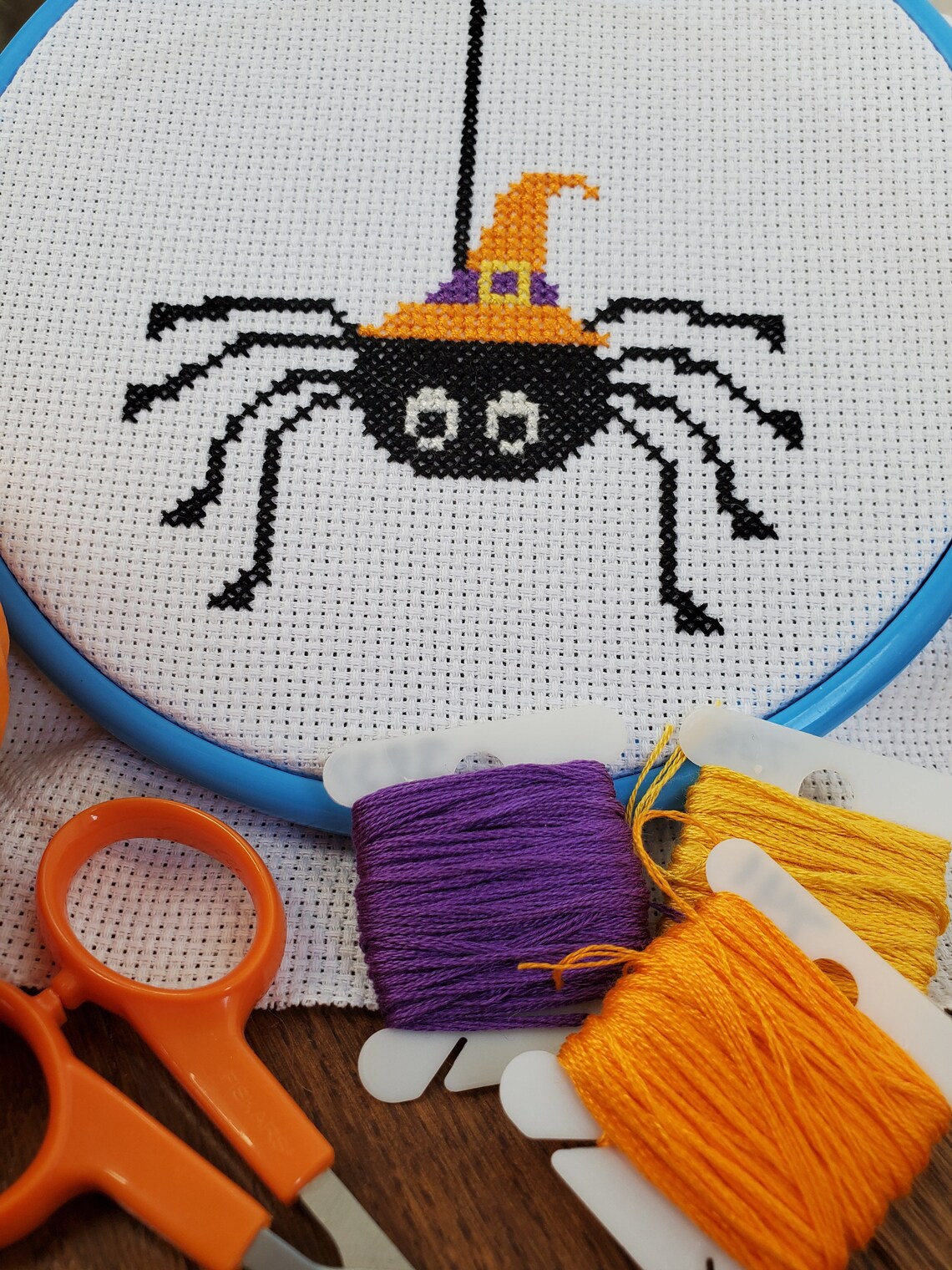 Spider Cross Stitch Pattern Halloween Witch Cross Stitch - Etsy
