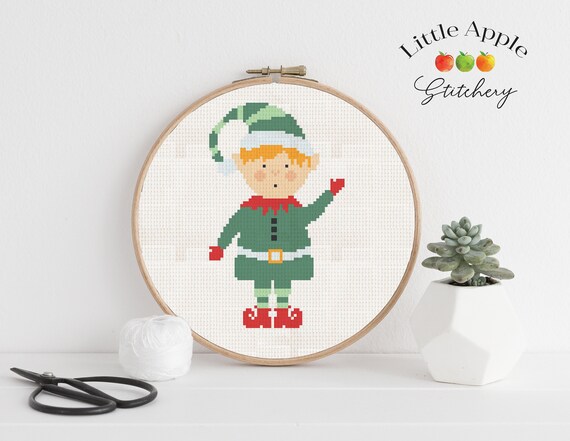 Elf Cross Stitch Pattern PDF Christmas Quick Stitch | Etsy