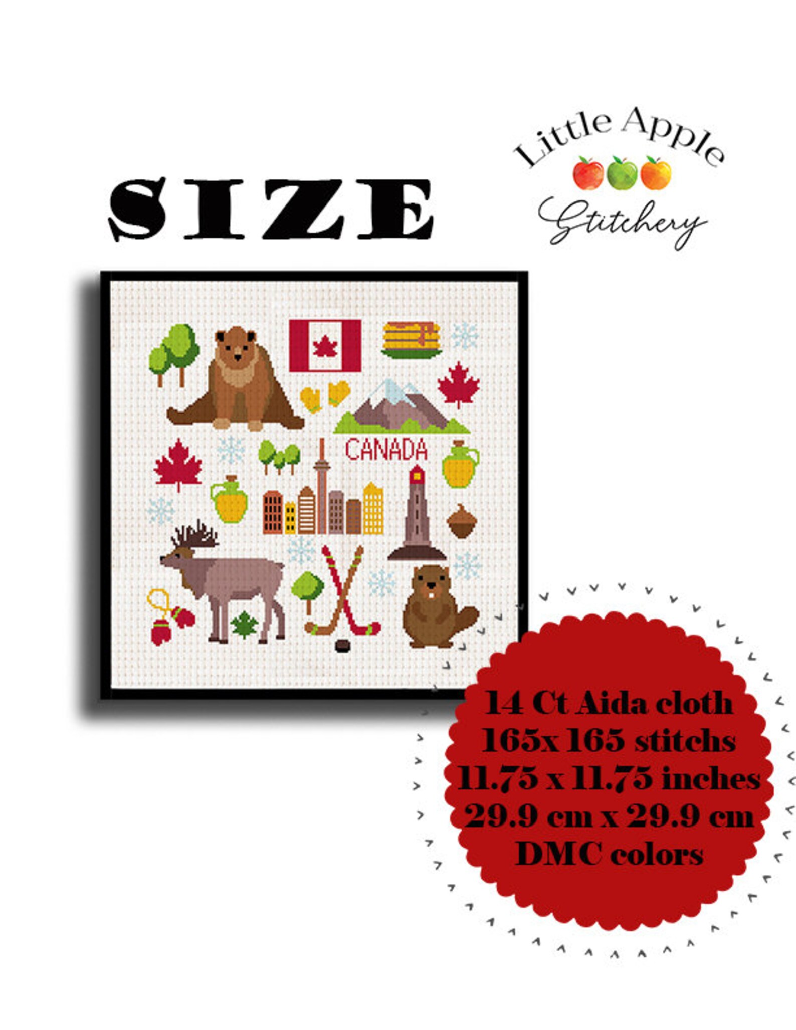 Canada Cross Stitch Pattern PDF – Canadian Flag - Etsy